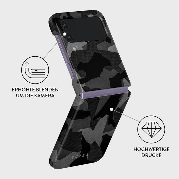 Night Black Camo - Samsung Galaxy Z Flip 4 Hülle | BURGA